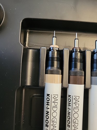 Koh-I-Noor Rapidograph Set ~ 5 Pen Sizes, Ink, Storage Case. Refill | eBay