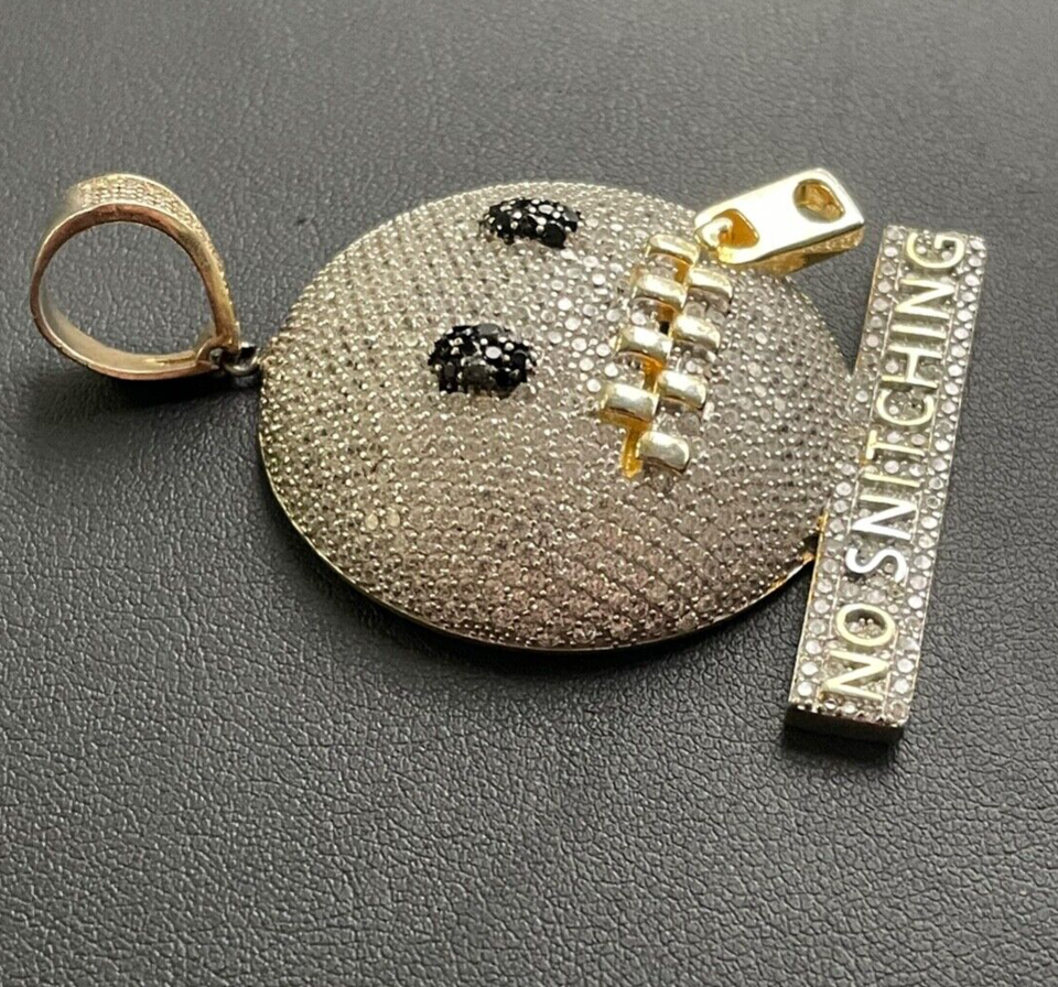 Sterling Silver & 14kt Gold Inlay "NO SNITCHING" 60mmx 38mm Pendant ...