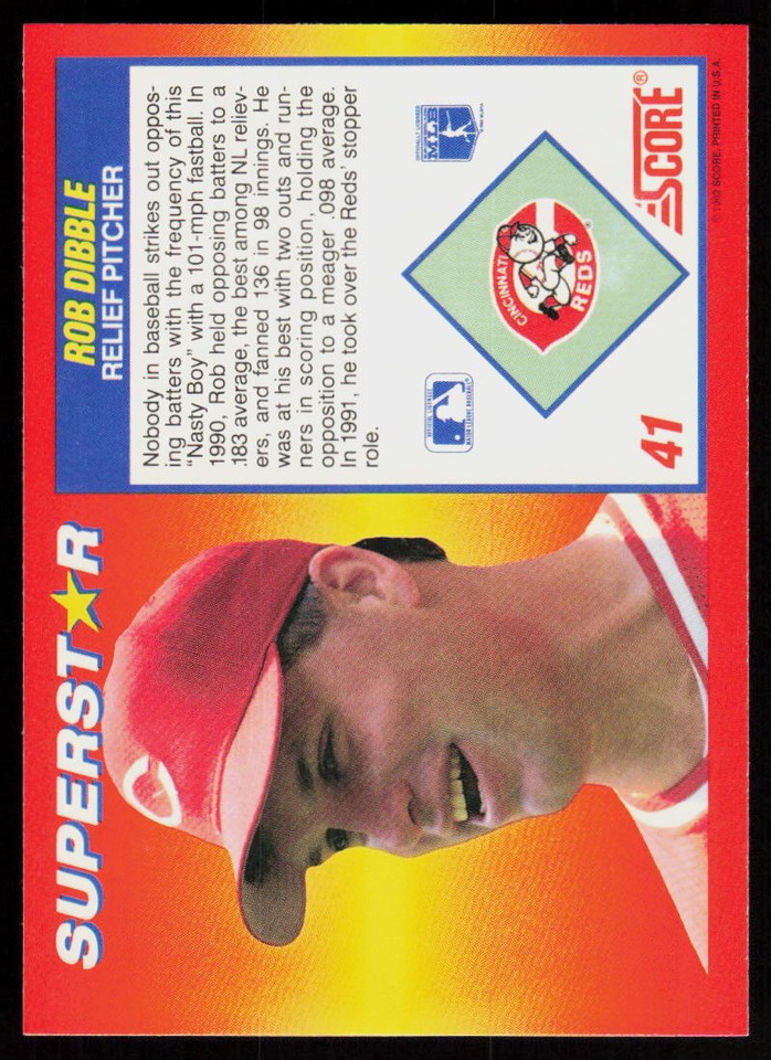 1992 Score 100 Superstars Rob Dibble #41 BASEBALL Cincinnati Reds | eBay