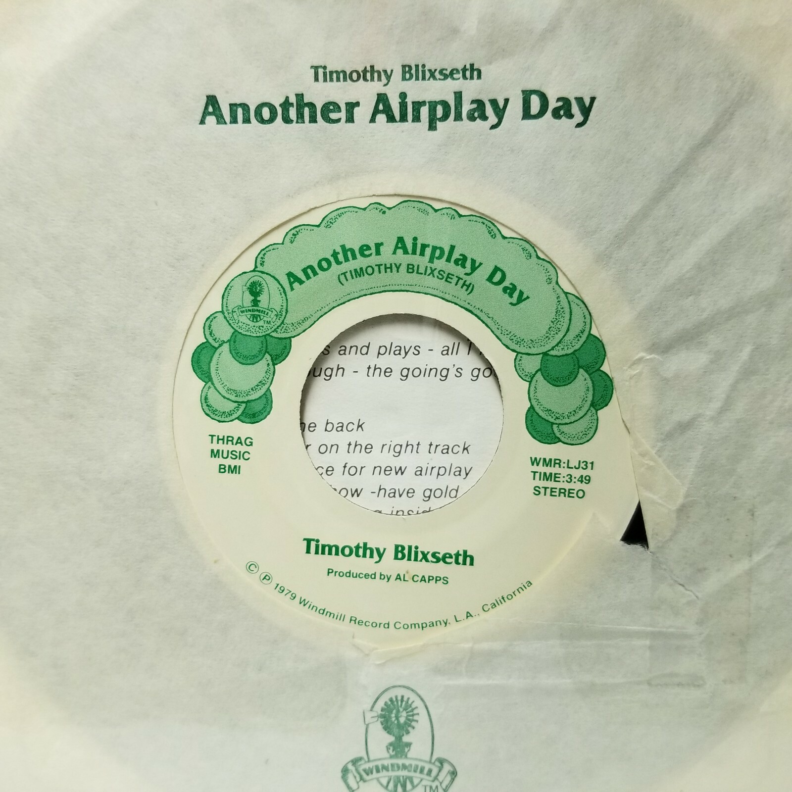 Timothy Blixseth Another Airplay Day 45rpm 7" Vinyl Record 45 | eBay