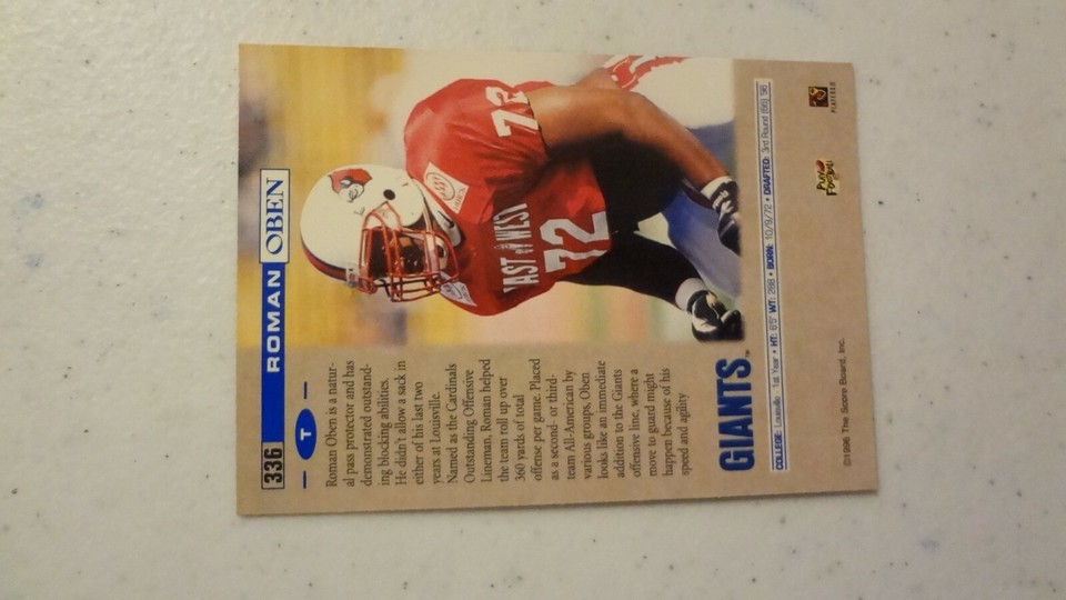 1996 SCORE BOARD # 336 ROMAN OBEN FOOTBALL CARD | eBay
