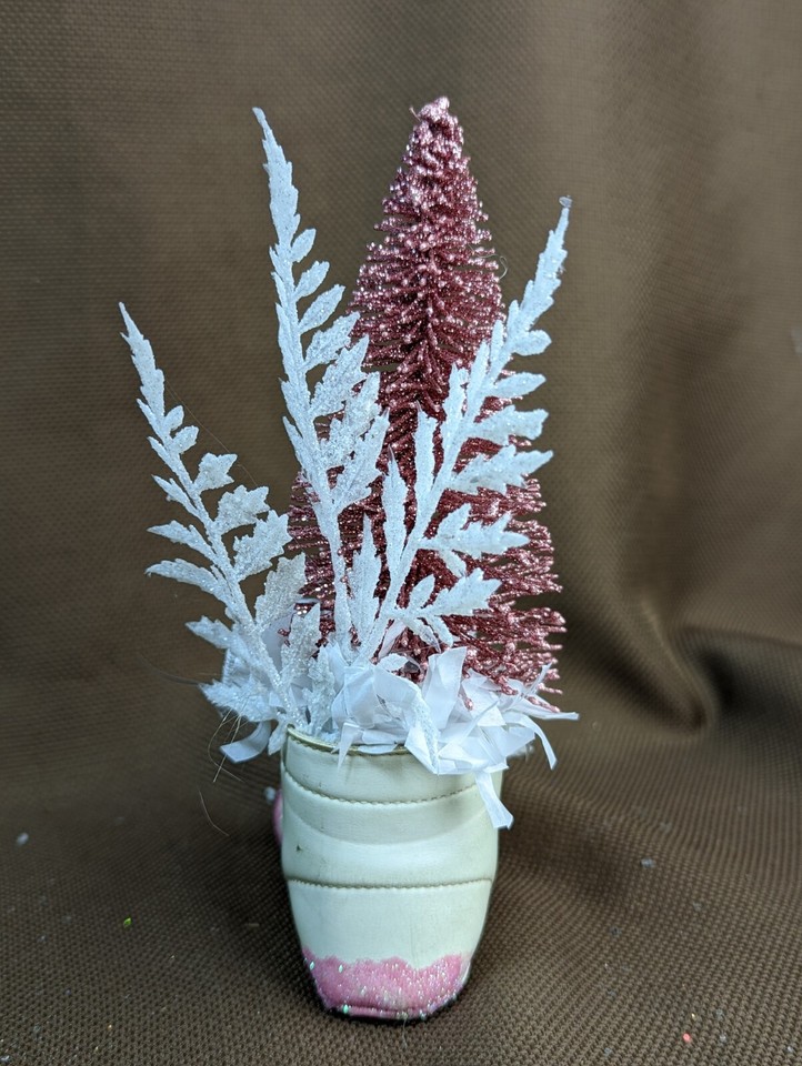 Vintage Baby Shoe & Sugar Bell Christmas Decor handmade with a Pink ...