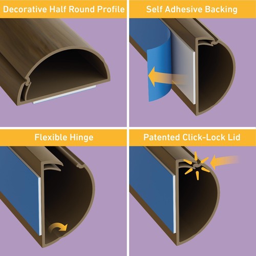 Wood-Effect Cable Raceway for TVs and Desks - Large 2-Pack | eBay