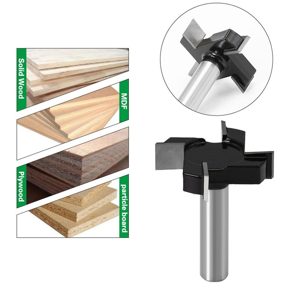 1/2" Shank Wood Slab Flattening Router Bit 4 Flute Planing Wood Planer ...