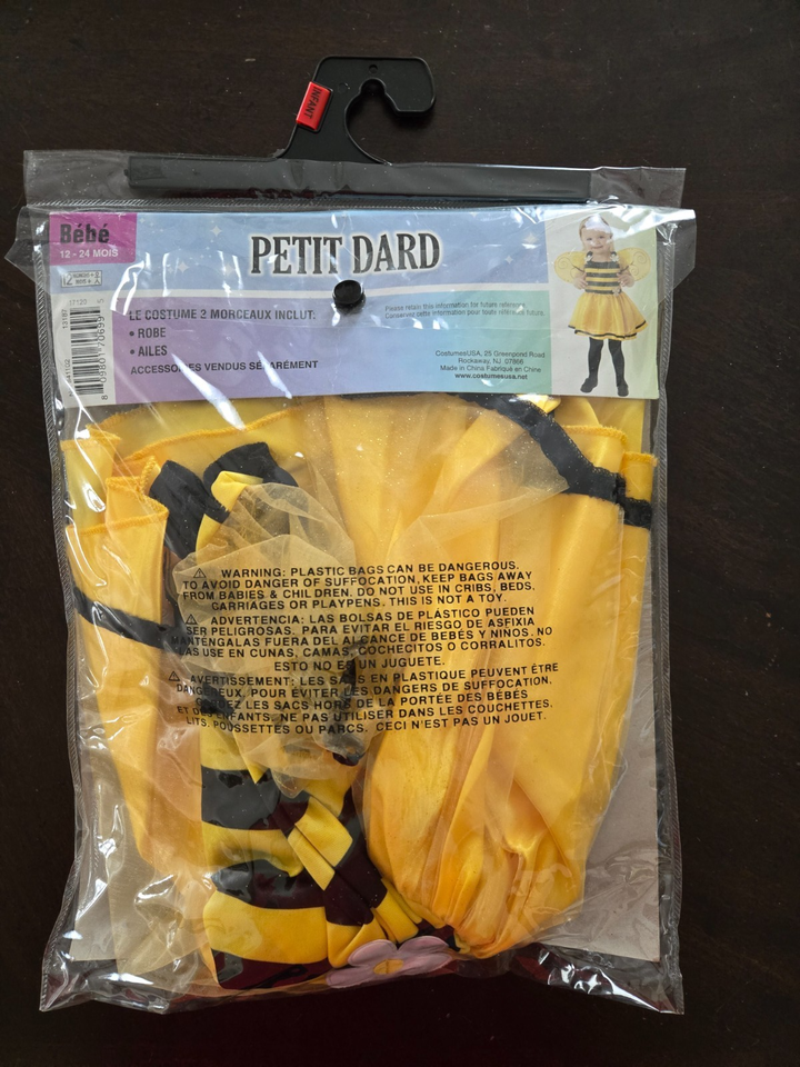 Little Stinger Halloween Bee Costume 12-24 Months 2 Piece Costume Dress ...