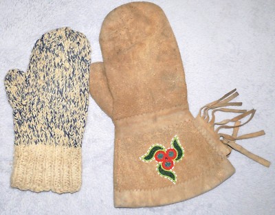 Beaded Inuit Native First Nations Gauntlet leather Glove with Wool ...