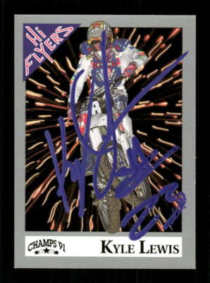 1991 Champs Hi Flyers Motocross 108 Kyle Lewis signed auto Purple ink ...
