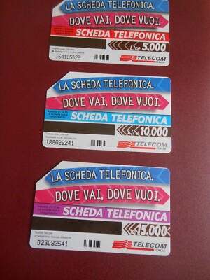 SCHEDA TELECOM LA SCHEDA TELEFONICA DOVE VAI DOVE VUOI serie tre pezzi ...