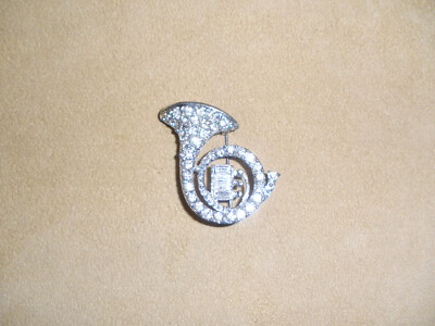 Very Pretty & Fun Clear Rhinestone French Horn w/ Baguette Stones | eBay