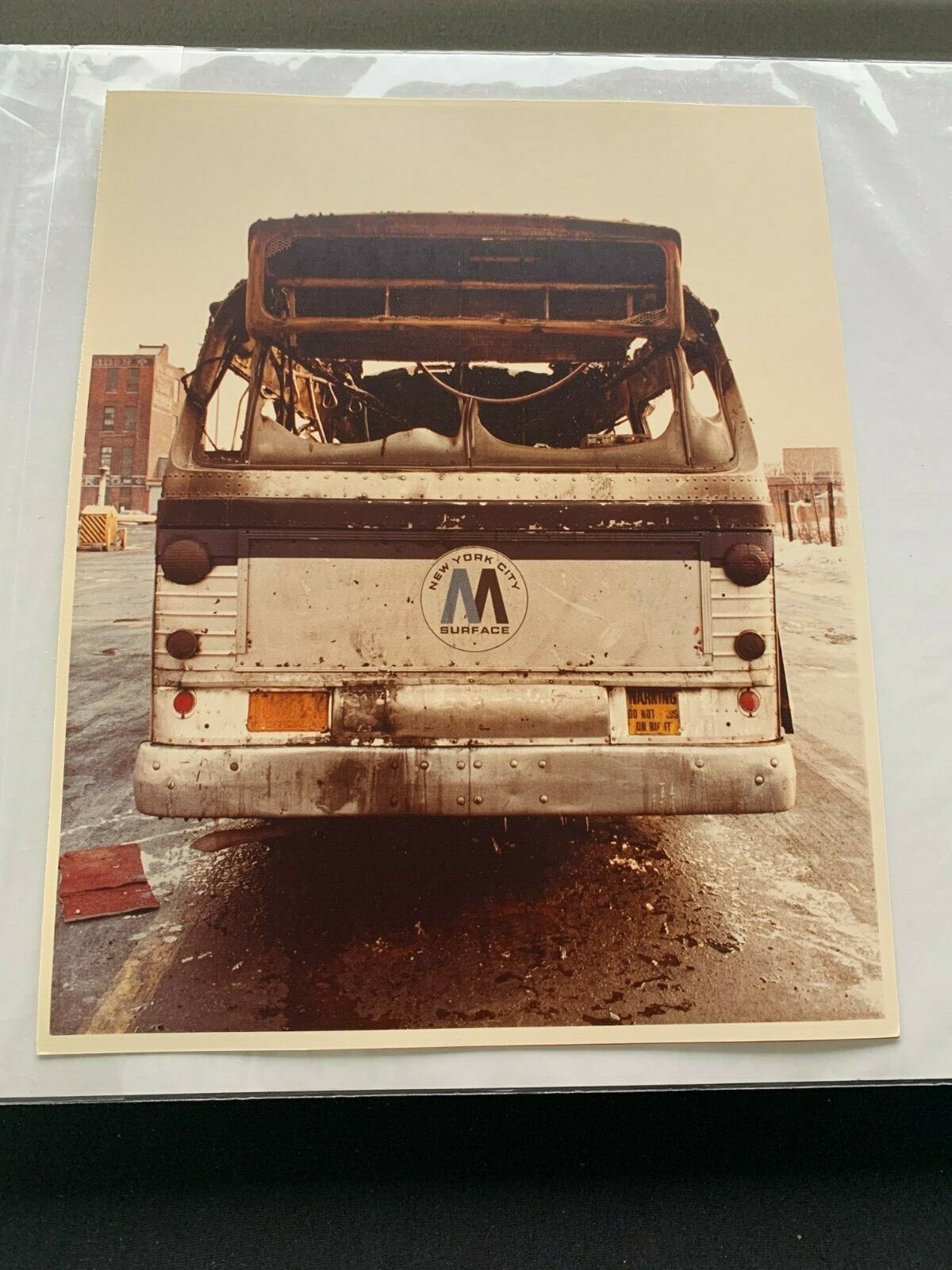 8X10 NY NYC SURFACE TRANSIT BUS FIRE RAVAGED DAMAGE REPORT WINTER ...