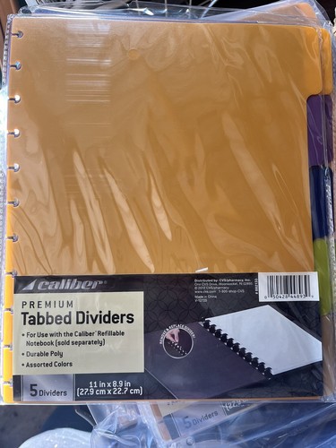Caliber Premium Discbound Dividers 5 Color Tab For 8.5 x 11 Caliber ...