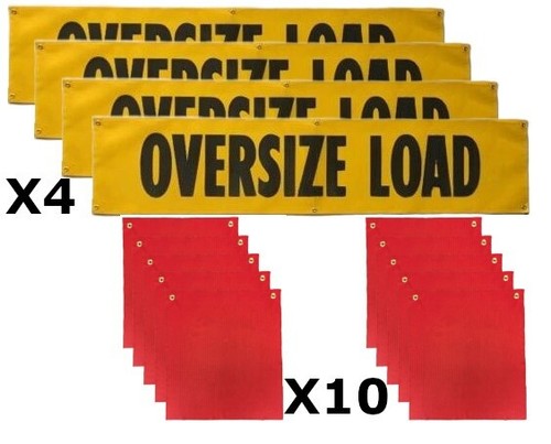 Vinyl Mesh 18 X 84 Oversize Load Signs & Red 18 X 18 Mesh Safety Flags ...