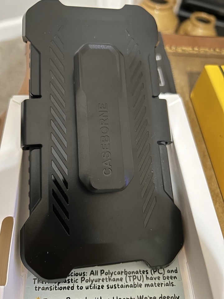 Caseborne iPhone 15 Pro Screen Protector, Kickstand & Belt-Clip Holster ...