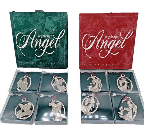 Vintage Christmas Pewter Angel Ornament Sets of 4 Longaberger 1998 ...