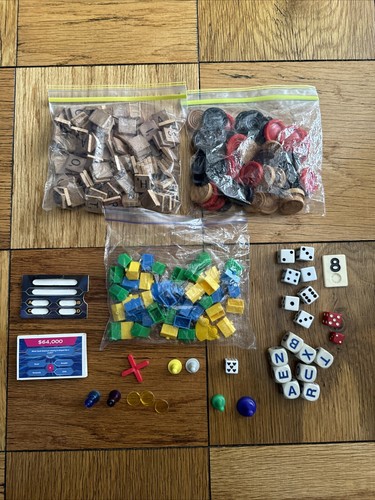 Huge Lot Of Vintage Game Pieces Parts Scrabble Checkers Monopoly Boggle ...