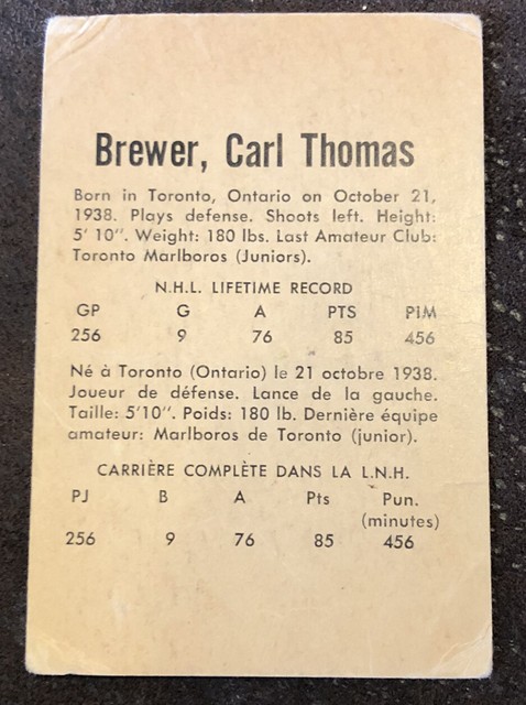 1962-63 Parkhurst - #8 Carl Brewer for sale online | eBay