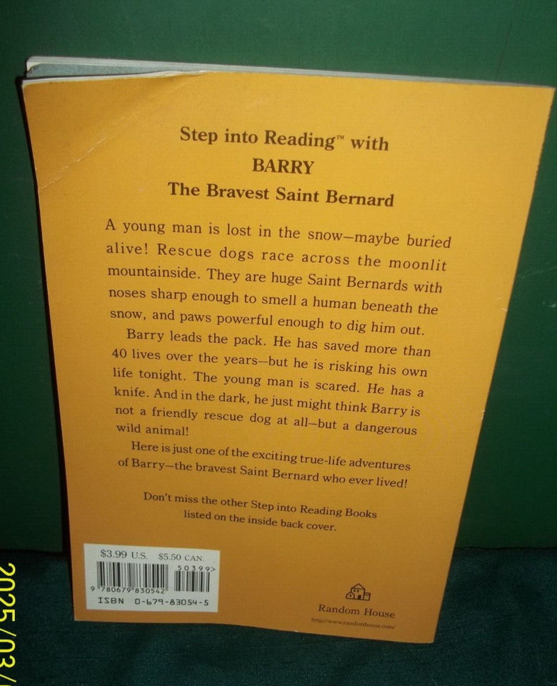 Barry The Bravest Saint Bernard PB Step Into Reading Step 4 Grades 2-4 ...