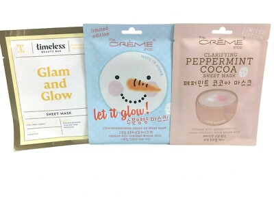NEW Set 3 Facial Masks GLAM , GLOW & COCOA Radiance Moisture Clarify ...