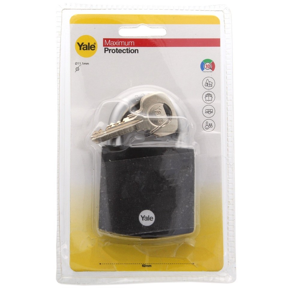 62MM MAXIMUM PROTECTION PADLOCK Yale Security Weatherproof Shed Gate ...