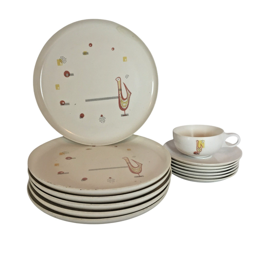 Vintage MCM Prolon Dinnerware Set: 6 Dinner Plates 6 Saucers & Cup USA ...