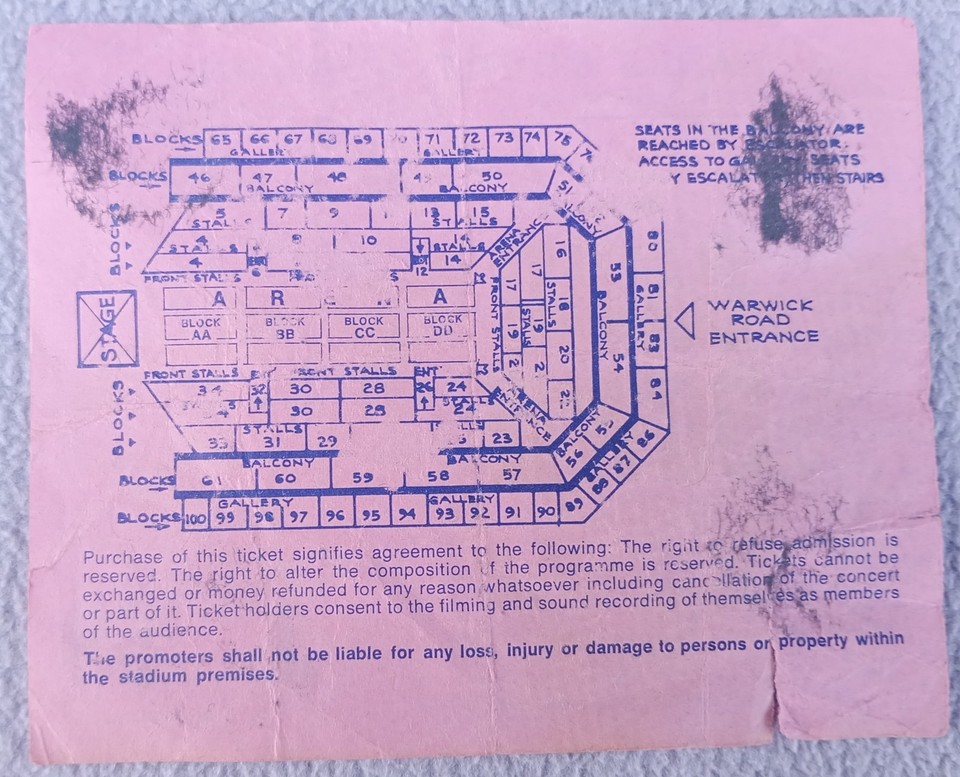 DAVID BOWIE SATURDAY 1st JULY 1978 EARLS COURT LONDON UK TICKET Low ...