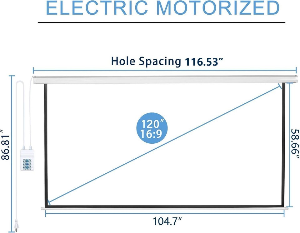 120" Motorized Projector Screen Electric Diagonal Automatic Projection ...