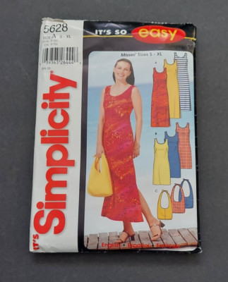 Simplicity It's So Easy Pattern #5628-Pullover Dress in 2 Lengths & Bag ...