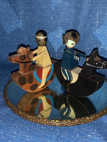 Vintage LONE RANGER & TONTO Cowboys & Indians Rocking Horse Statues SET ...