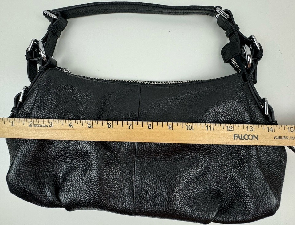 Heshe Black Pebble Leather Shoulder Bag/Purse | eBay