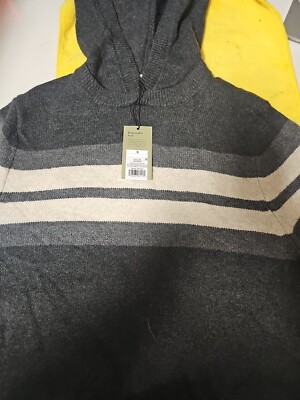 Men's Striped Hooded Pullover Sweater - Goodfellow & Co Dark Gray S | eBay