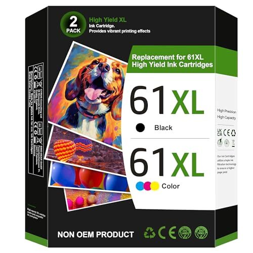 61XL Ink Cartridges Combo Pack High Yield Replacement for HP 61 Ink HP ...