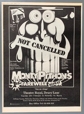 MONTY PYTHON 1974 POSTER ADVERT FAREWELL DRURY LANE John Cleese NOT ...