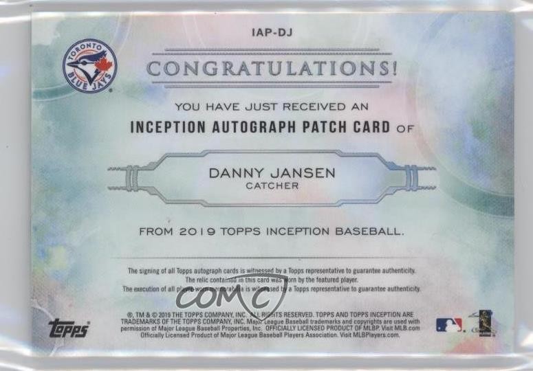 2019 Topps Inception /199 Danny Jansen #IAP-DJ RPA Rookie Patch Auto RC ...