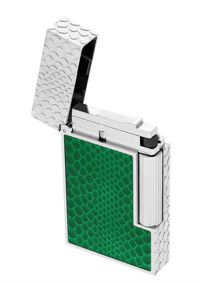 S.T Dupont Line 2 Perfect Ping Lighter Green & Palladium Snake Skin ...