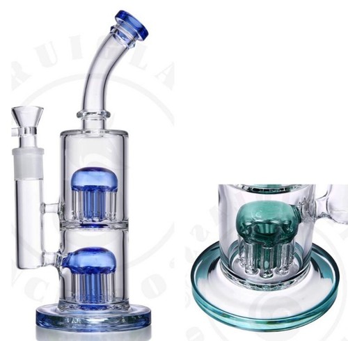 Blue Two Tree branch bong 10" Glass Water pipe Smoking Recycler rig ...