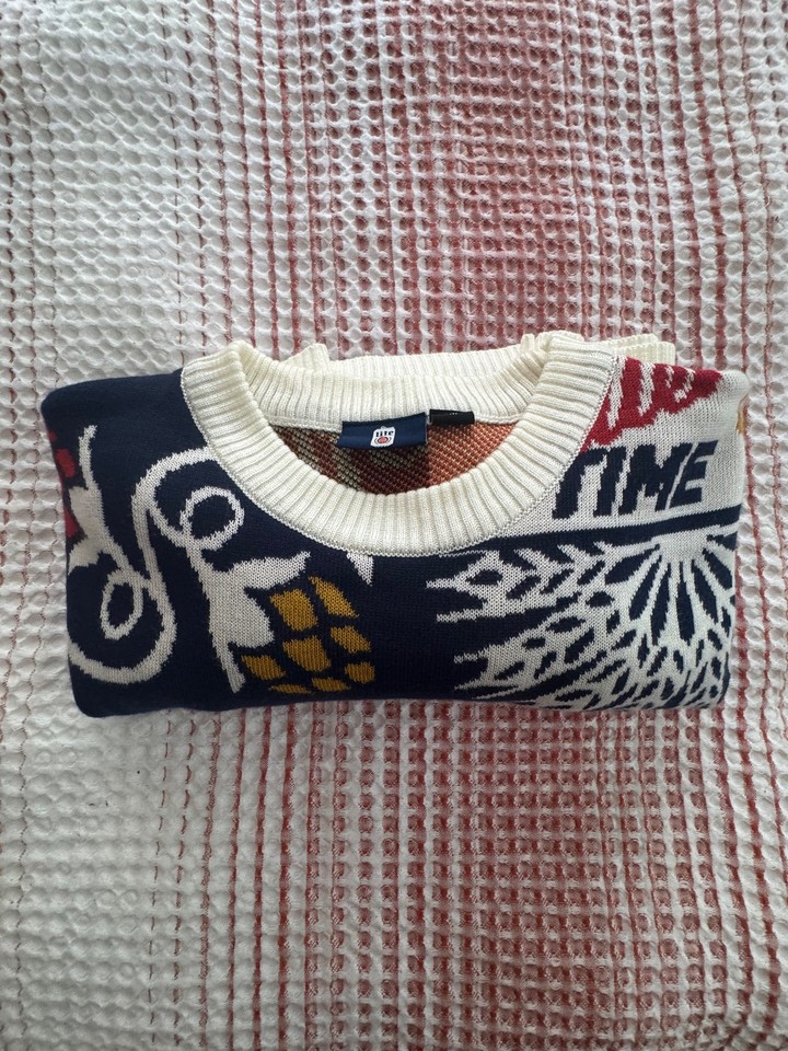 Miller Lite White Retro Christmas Sweater Size L Knit Warm Long Sleeve ...