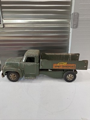 VINTAGE BUDDY L ARMY MILITARY TRANSPORT TRUCK PRESSED STEEL 20.5" LONG ...