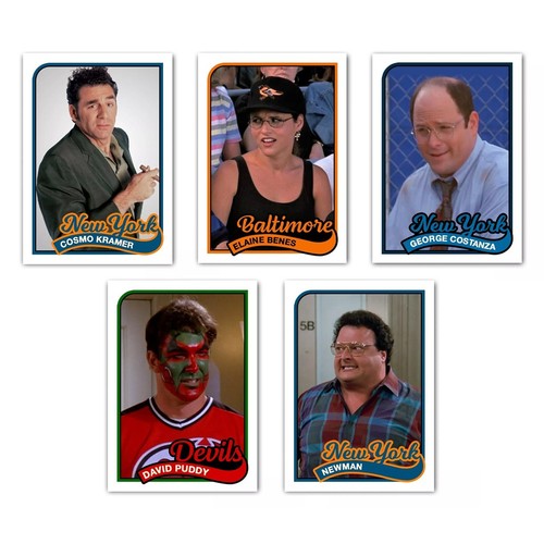 Seinfeld Novelty 5 Card Set - 1989 Retro Style Baseball Cards Art ACEO ...