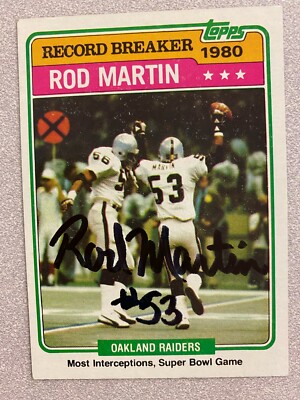Rod Martin signed OAKLAND RAIDERS card 1981 Topps RB ROOKIE | eBay