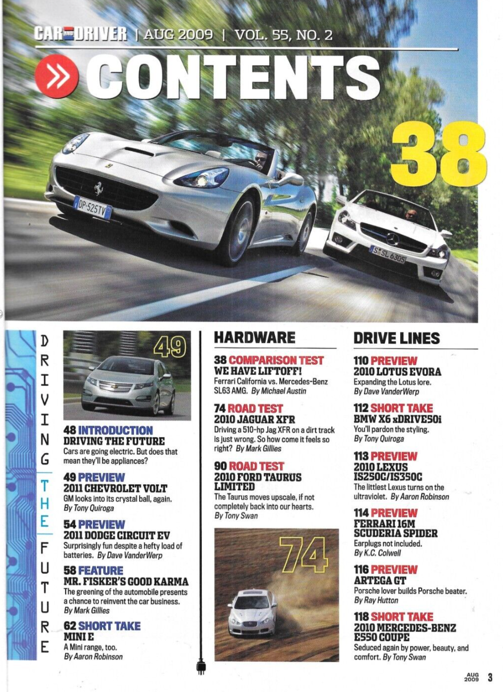 Car and Driver Magazine Dodge Circuit Chevy Volt Fisker Karma Jaguar ...