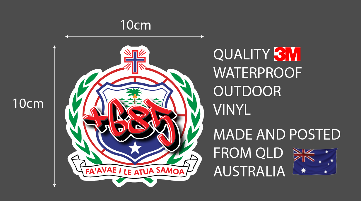 Samoa Coat of arms +685 / flags Sticker 100mm x 100mm Samoan +685 ...