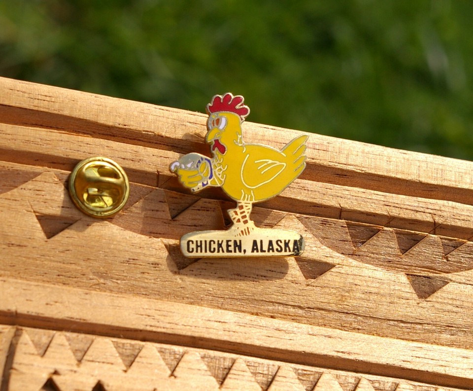 Chicken Alaska 1 1/4" Gold Tone Metal & Enamel Lapel Pin Pinback | eBay