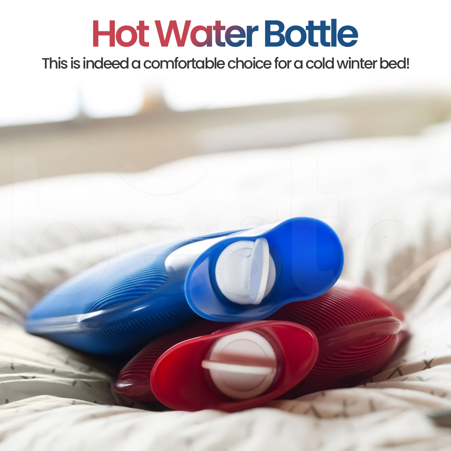 2L Large Natural Rubber Hot Water Bottle Winter Heat Therapy Pain ...