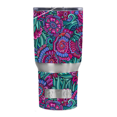Skin Decal for RTIC 20 oz Tumbler Cup (5-piece kit) / Floral Flowers ...