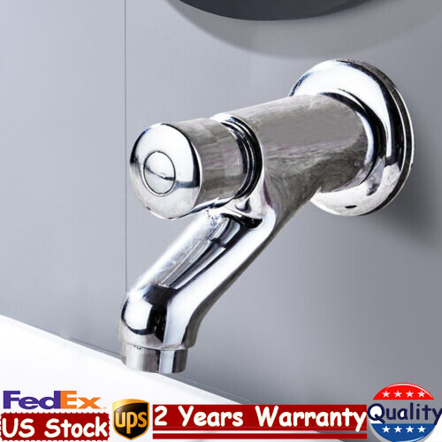 Push Faucet SingleCold Stainless Wall-Mount Self Closing Tap Basin ...