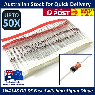 1N4148 Fast Switching Small Signal Silicon Diodes DO-35 Glass Axial ...