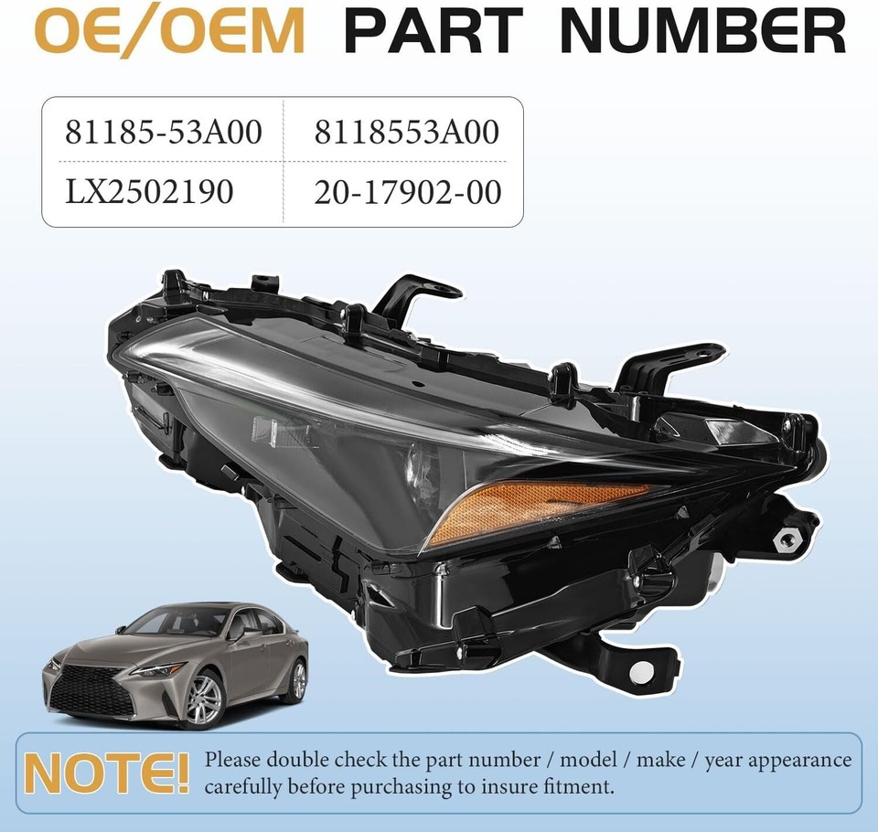 Driver Left Side LED Headlight For Lexus IS300 IS350 2021 2022 2023 ...