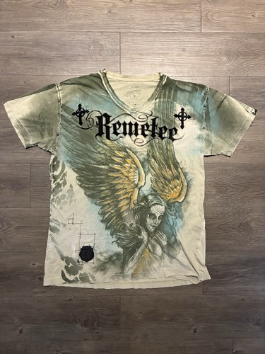 Remetee Shirt Mens 2XL Roses Graphic Embellished Angel Grunge Crosses ...