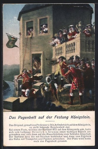 AK Das Pagenbett auf der Festung Königstein, Heinrich von Grunau auf der Mauerb | eBay.de