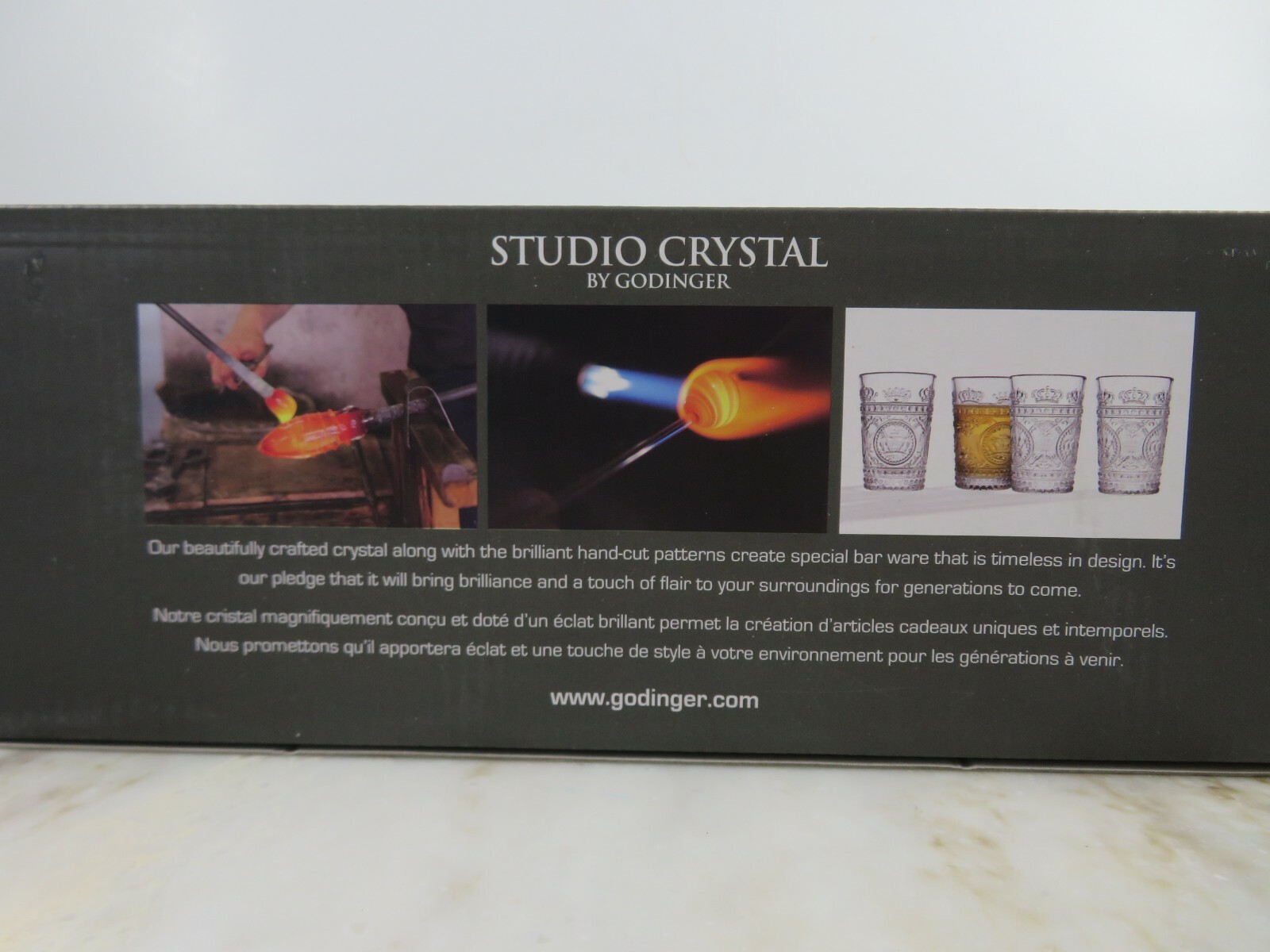 Studio Crystal by Godinger Beverage Glasses Clear Crowns Set 4 8 Oz for ...